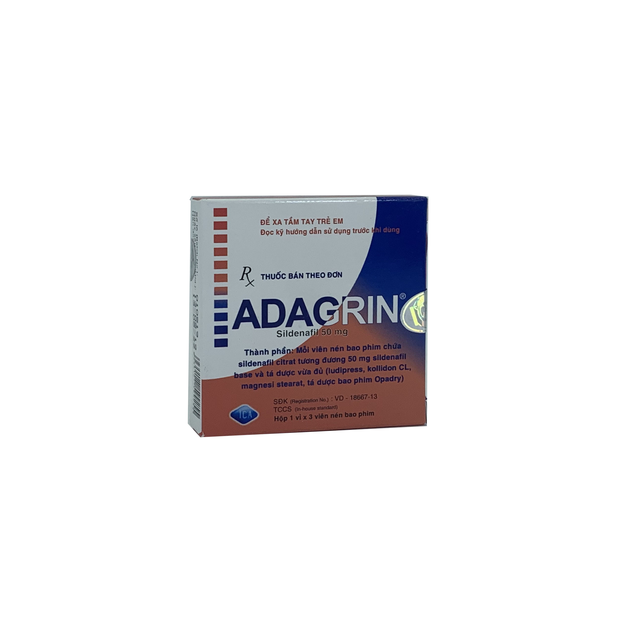 Thuốc Adagrin 50mg - Điều trị rối loạn cương dương - Dược Điển Việt Nam