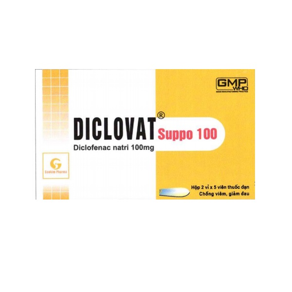 Thuốc đặt Diclovat suppo 100 - Chống viêm, giảm đau - Dược Điển Việt Nam