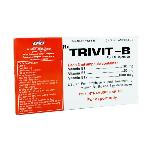 Thuốc tiêm Trivit-B - Ngăn ngừa thiếu hụt vitamin nhóm B